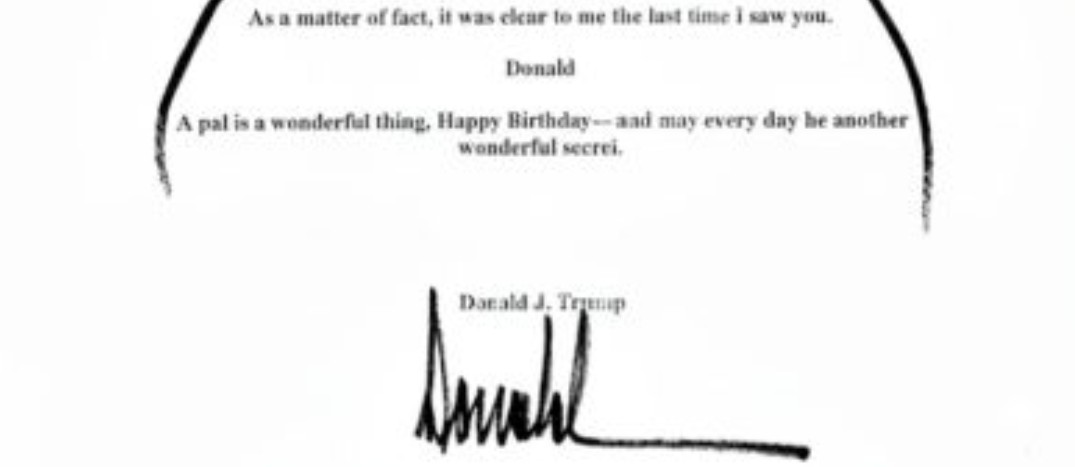 Shocking Creepy Birthday Note To Jeffrey Epstein From Trump - Public ...